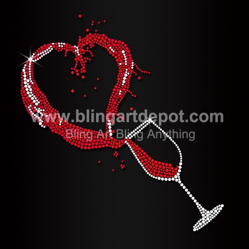 Heart Rhinestone Heat Transfers for garment decoration.