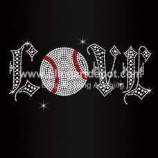 Love Baseball Rhinestone Iron On Transfers For sport wears